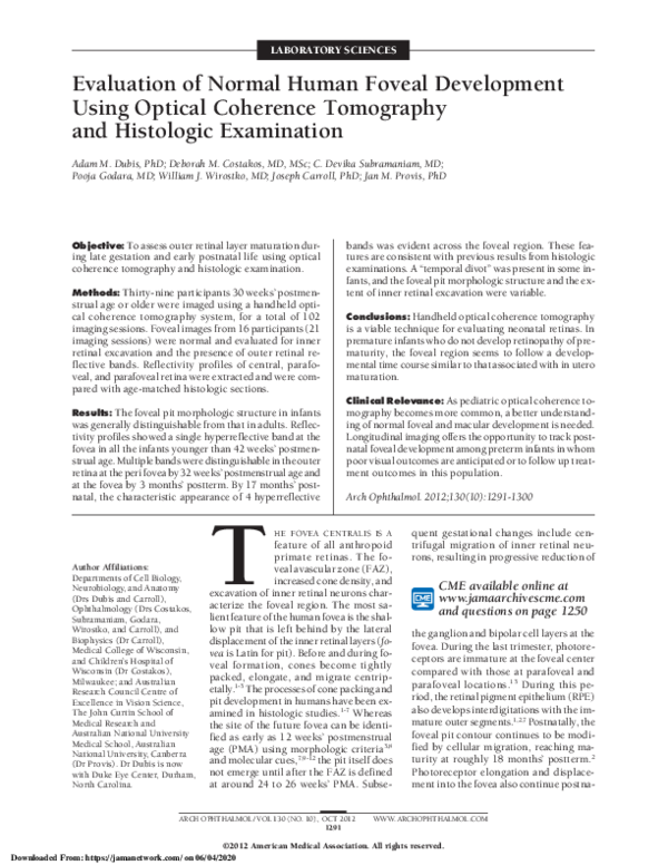 (PDF) Evaluation of Normal Human Foveal Development Using Optical ...