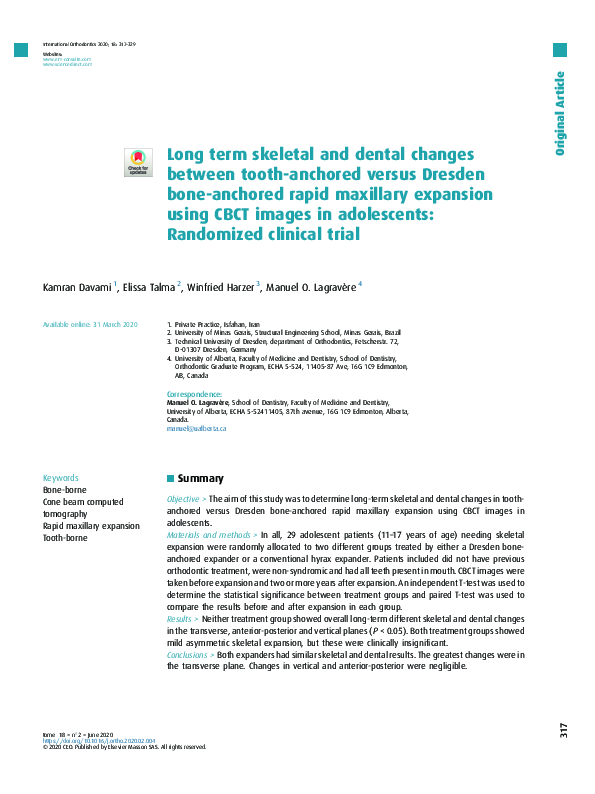 (PDF) Long term skeletal and dental changes between tooth-anchored versus Dresden bone-anchored ...