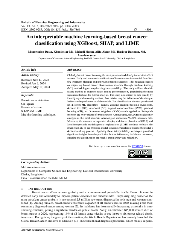 (PDF) An interpretable machine learning-based breast cancer classification using XGBoost, SHAP ...