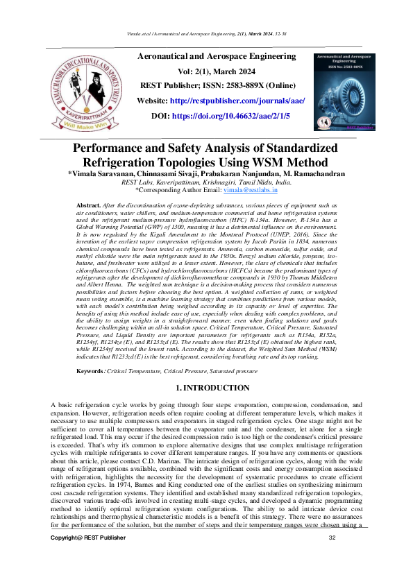 (PDF) Performance and Safety Analysis of Standardized Refrigeration ...