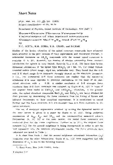 (PDF) Zone-Centre Phonon Frequency Calculation of the Spinel Structure ...