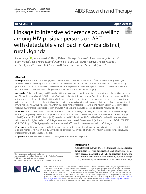(PDF) Linkage to intensive adherence counselling among HIV-positive ...