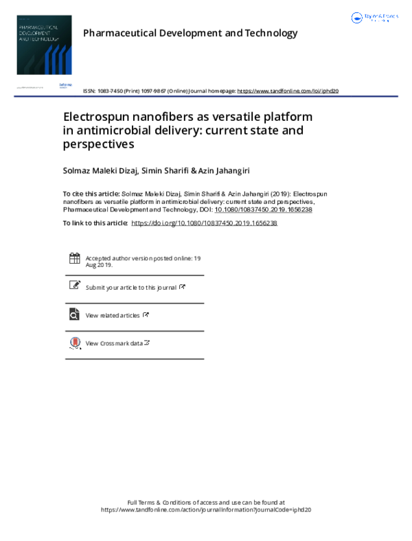 (PDF) Electrospun nanofibers as versatile platform in antimicrobial delivery: current state and ...