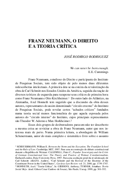 (PDF) Franz Neumann, the law and the critical theory