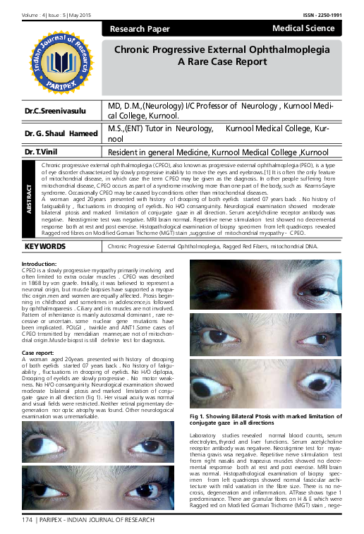 (PDF) Chronic Progressive External Ophthalmoplegia A Rare Case Report