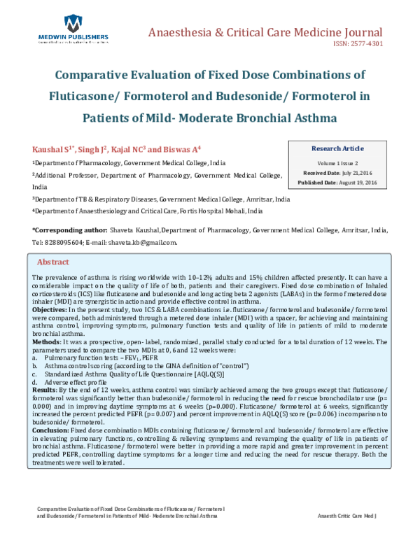 (PDF) Comparative Evaluation of Fixed Dose Combinations of Fluticasone ...