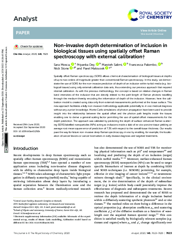 (PDF) Non-invasive depth determination of inclusion in biological tissues using spatially offset ...
