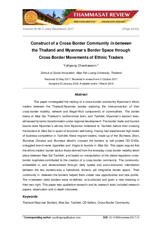 (PDF) Construct of a Cross-Border Community in-between the Thailand and ...