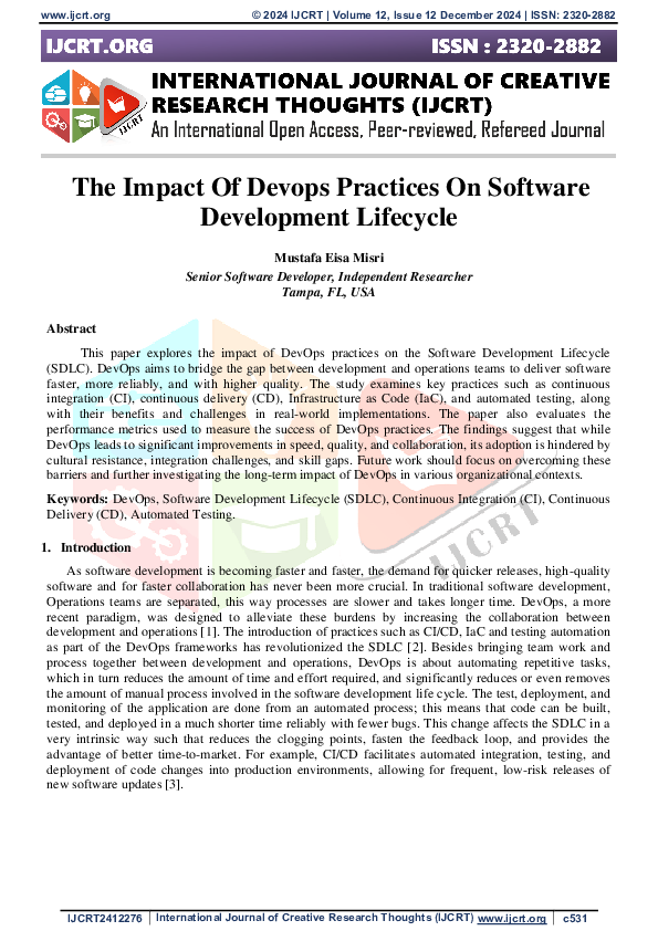 (PDF) The Impact Of DevOps Practices On Software Development Lifecycle