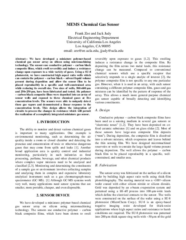 (PDF) MEMS chemical gas sensor