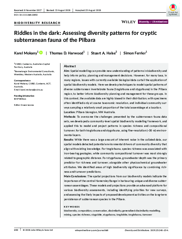 (PDF) Riddles in the dark: Assessing diversity patterns for cryptic ...