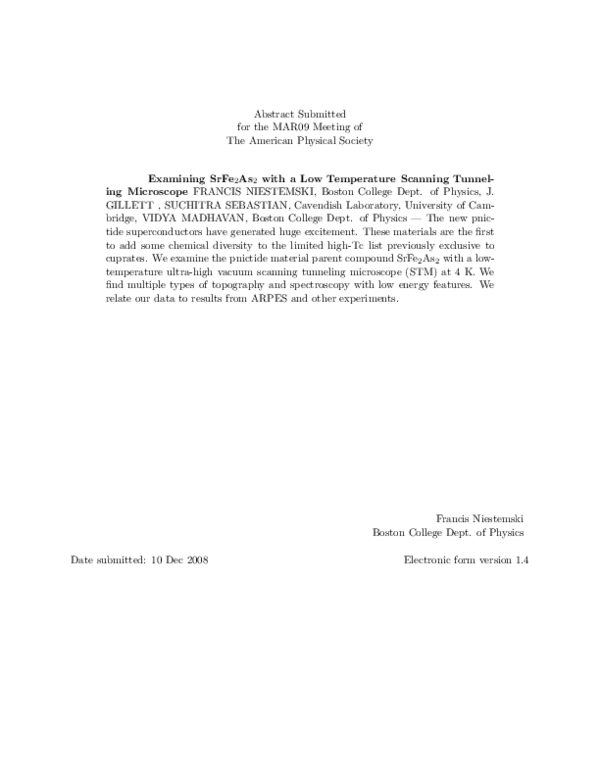 Pdf Examining Srfe2as2 With A Low Temperature Scanning Tunneling Microscope