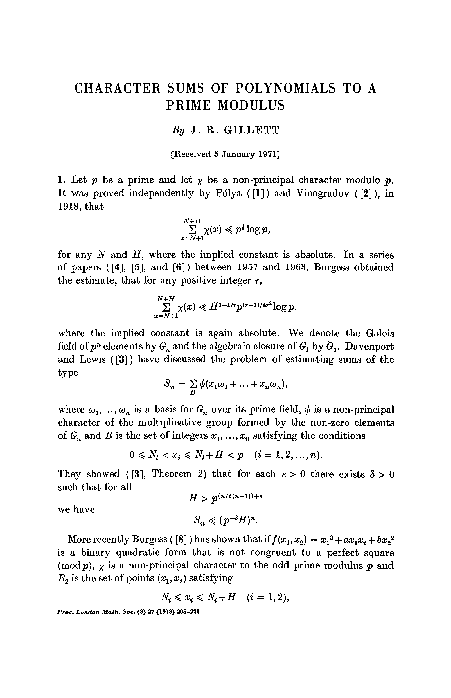 (PDF) Character Sums of Polynomials to a Prime Modulus