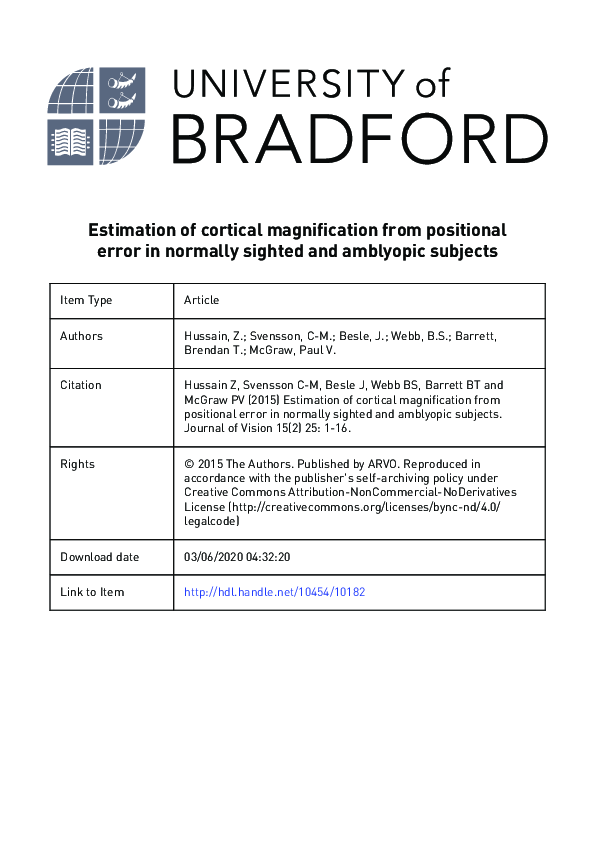 (PDF) Estimation of cortical magnification from positional error in ...