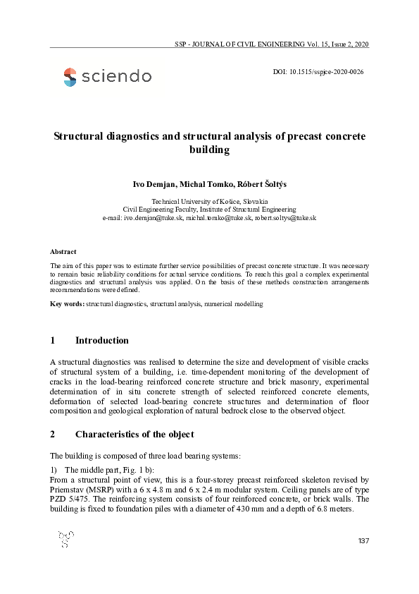 (PDF) Structural diagnostics and structural analysis of precast concrete building