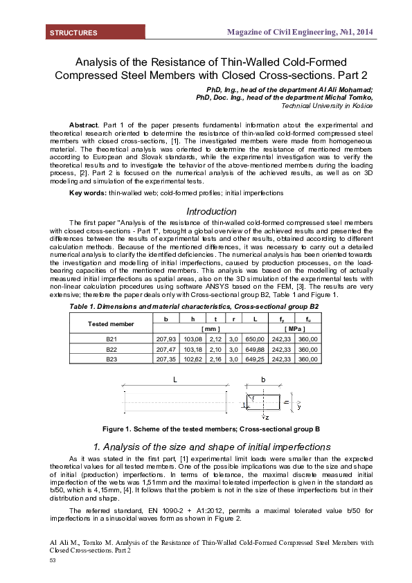 (PDF) Analysis of the Resistance of Thin-Walled Cold-Formed Compressed ...