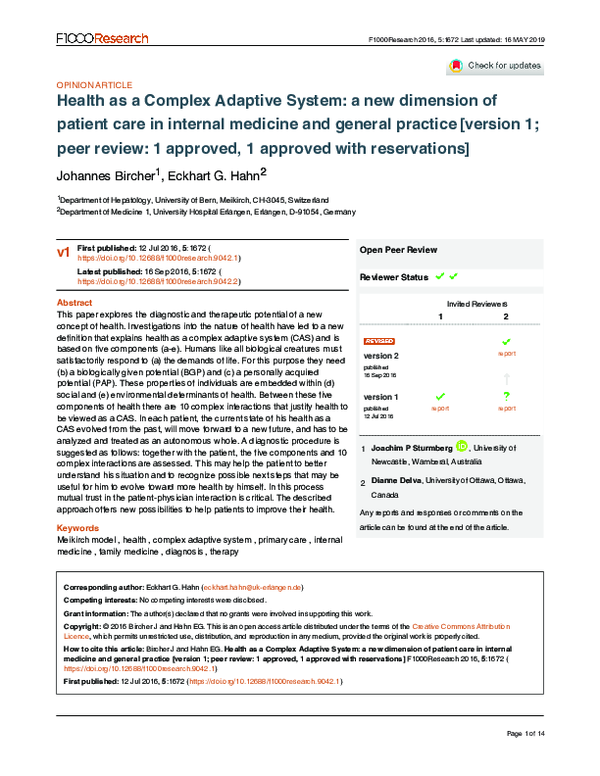 (PDF) Health as a Complex Adaptive System: a new dimension of patient ...
