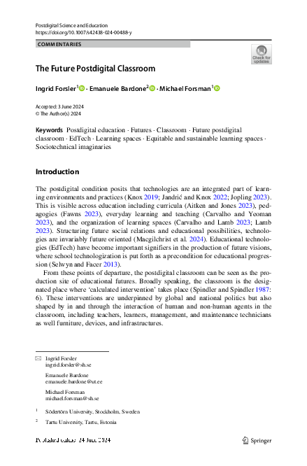 (PDF) The Future Postdigital Classroom