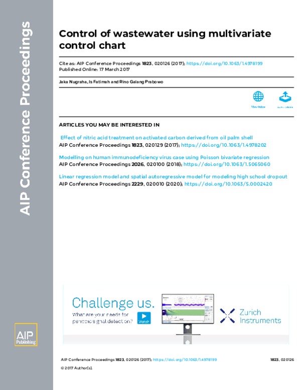 (PDF) Control of wastewater using multivariate control chart