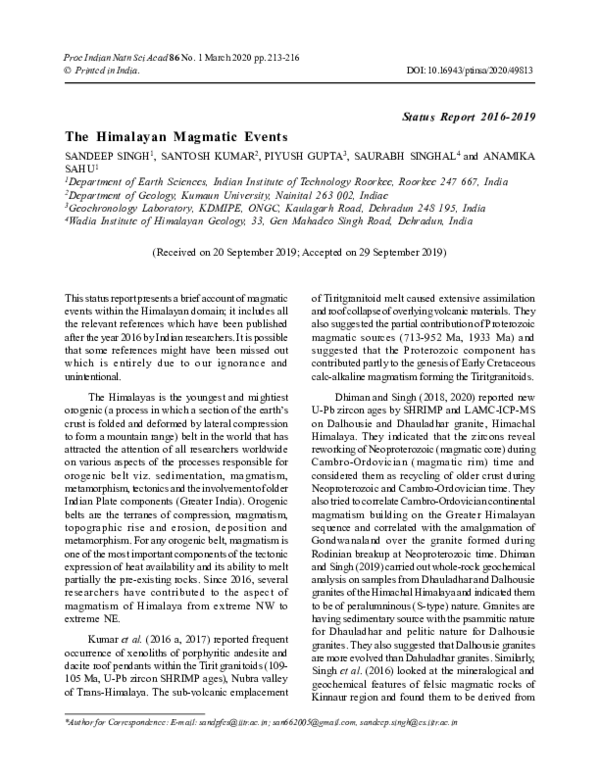 (PDF) Himalayan Magmatic Events | Saurabh Singhal - Academia.edu