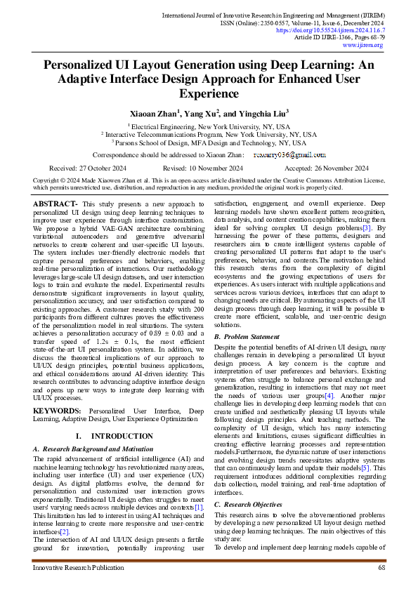 (PDF) Personalized UI Layout Generation using Deep Learning