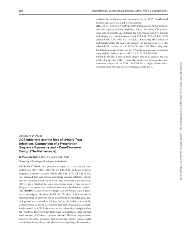 (PDF) ACE-Inhibitors and the Risk of Urinary Tract Infections ...