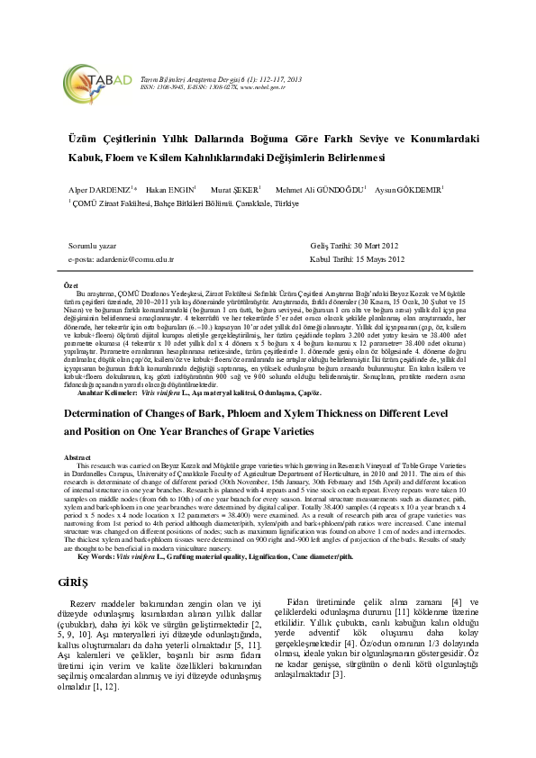 (PDF) Üzüm Çeşitlerinin Yıllık Dallarında Boğuma Göre Farklı Seviye ve ...