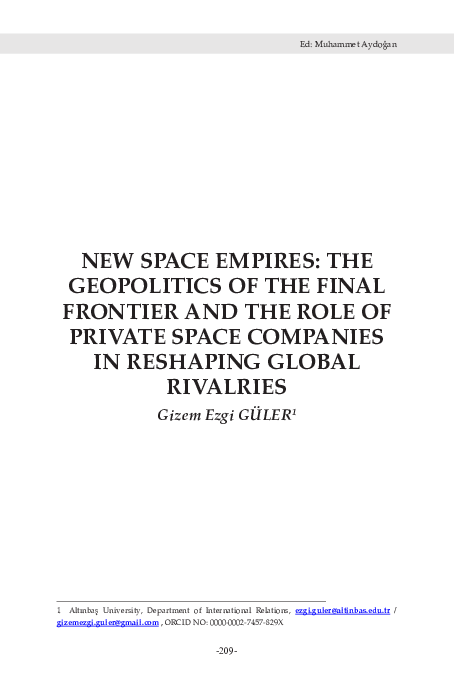 (PDF) New Space Empires: The Geopolitics of The Final Frontier and The ...
