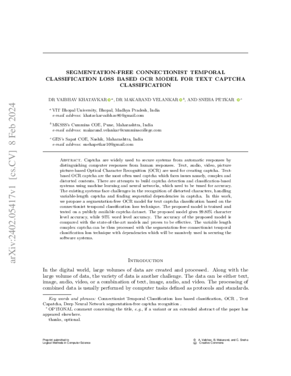 (PDF) Segmentation-free Connectionist Temporal Classification loss ...