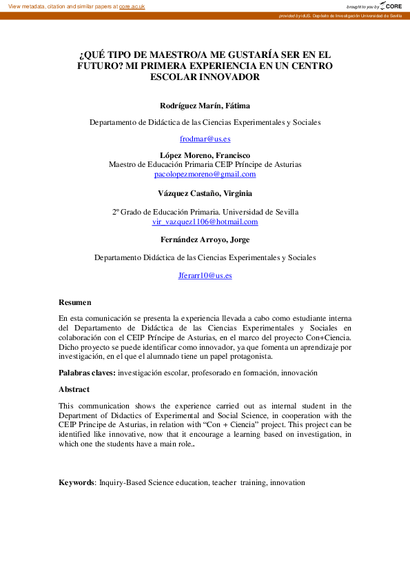 (PDF) ¿Qué tipo de maestro/a me gustaría ser en el futuro? Mi primera ...