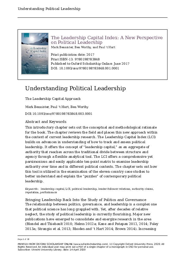 (PDF) Understanding Political Leadership
