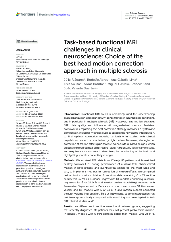 (PDF) Task-based functional MRI challenges in clinical neuroscience: Choice of the best head ...