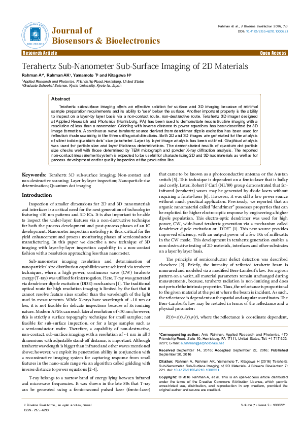 (PDF) Terahertz Sub-Nanometer Sub-Surface Imaging of 2D Materials