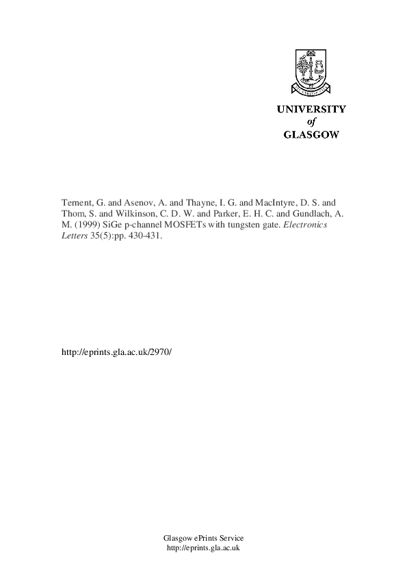 (PDF) SiGe p-channel MOSFETs with tungsten gate