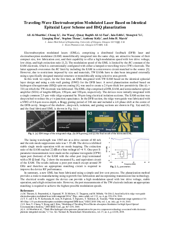 (PDF) Traveling-Wave Electroabsorption Modulated Laser Based on ...