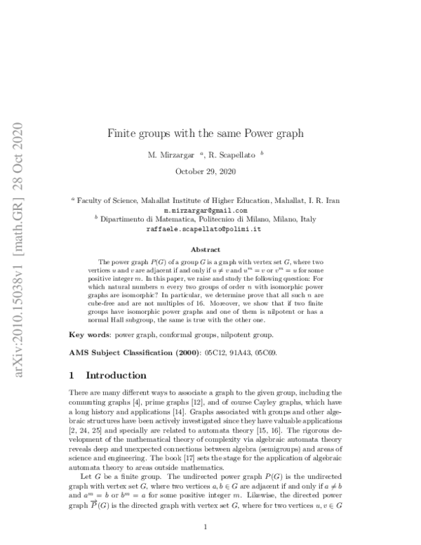 (PDF) Isomorphic Power Graphs of Finite Groups