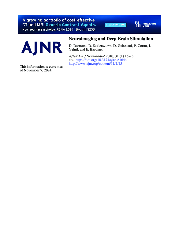 (PDF) Neuroimaging and Deep Brain Stimulation