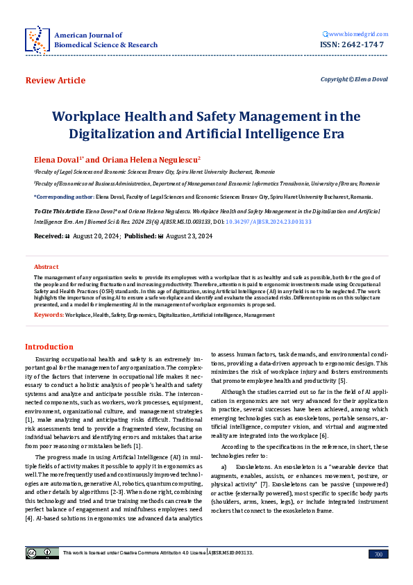 (PDF) Workplace Health and Safety Management in the Digitalization and ...