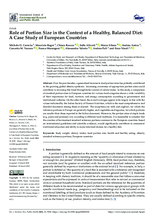 (PDF) Role of Portion Size in the Context of a Healthy, Balanced Diet ...