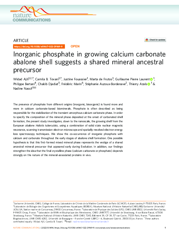 (PDF) Inorganic phosphate in growing calcium carbonate abalone shell ...
