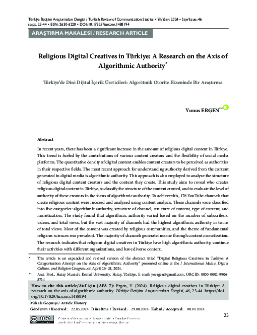 (PDF) Religious digital creatives in Türkiye: A research on the axis of ...