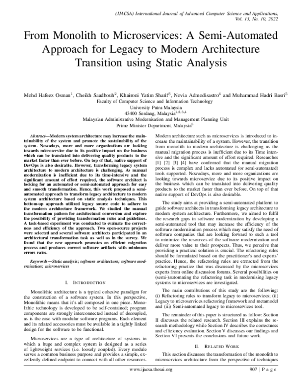 (PDF) From Monolith to Microservices: A Semi-Automated Approach for Legacy to Modern ...