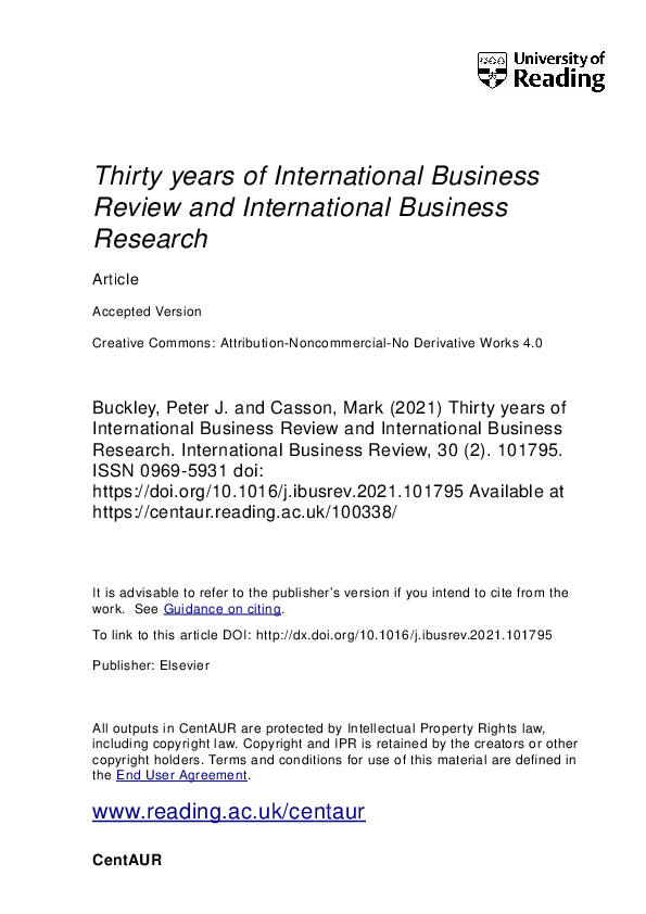 (PDF) Thirty years of International Business Review and International ...