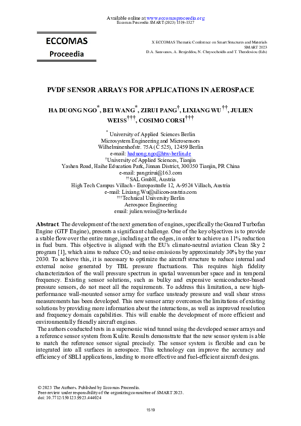 (PDF) PVDF Sensor Arrays for Applications in Aerospace