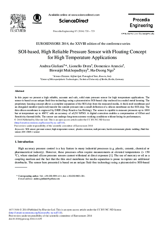 (PDF) SOI-based, High Reliable Pressure Sensor with Floating Concept for High Temperature ...