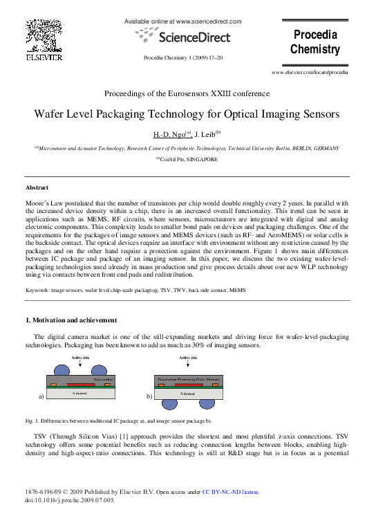 (PDF) Wafer Level Packaging Technology for Optical Imaging Sensors