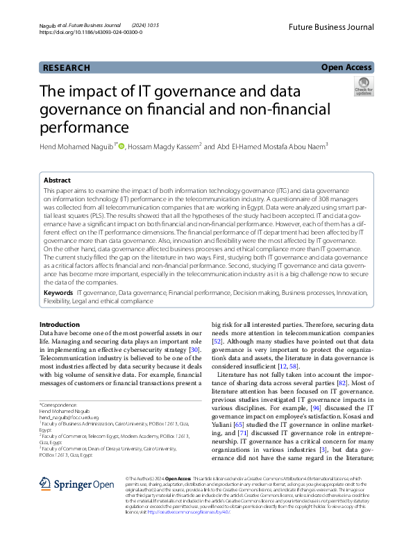 (PDF) The impact of IT governance and data governance on financial and ...