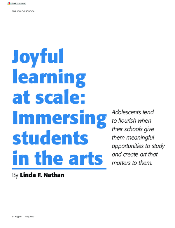 (PDF) Joyful learning at scale: Immersing students in the arts | Linda Nathan - Academia.edu