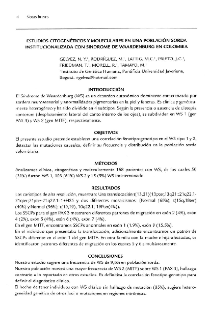 (PDF) Estudios citogenéticos y moleculares en una población sorda ...
