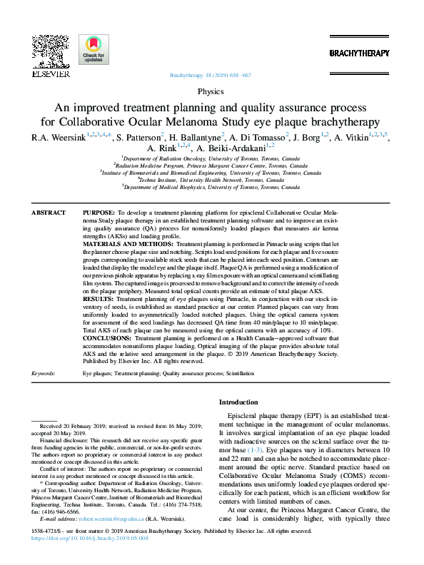 (PDF) An improved treatment planning and quality assurance process for ...